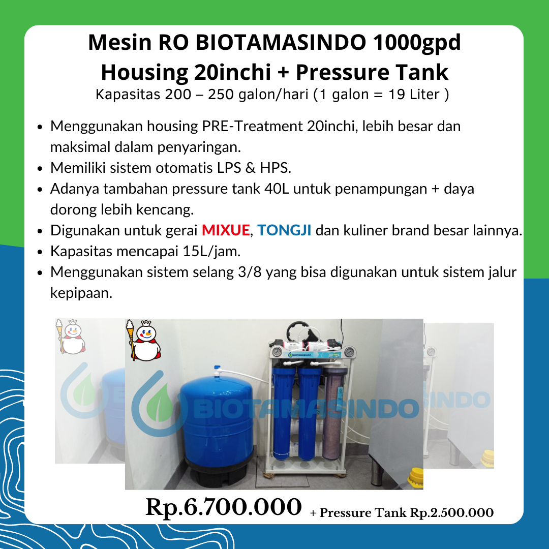 Mesin RO Gerai Mixue Bergaransi Biotamasindo