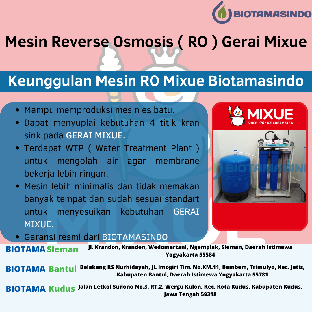 Mesin RO Gerai Mixue Bergaransi Biotamasindo